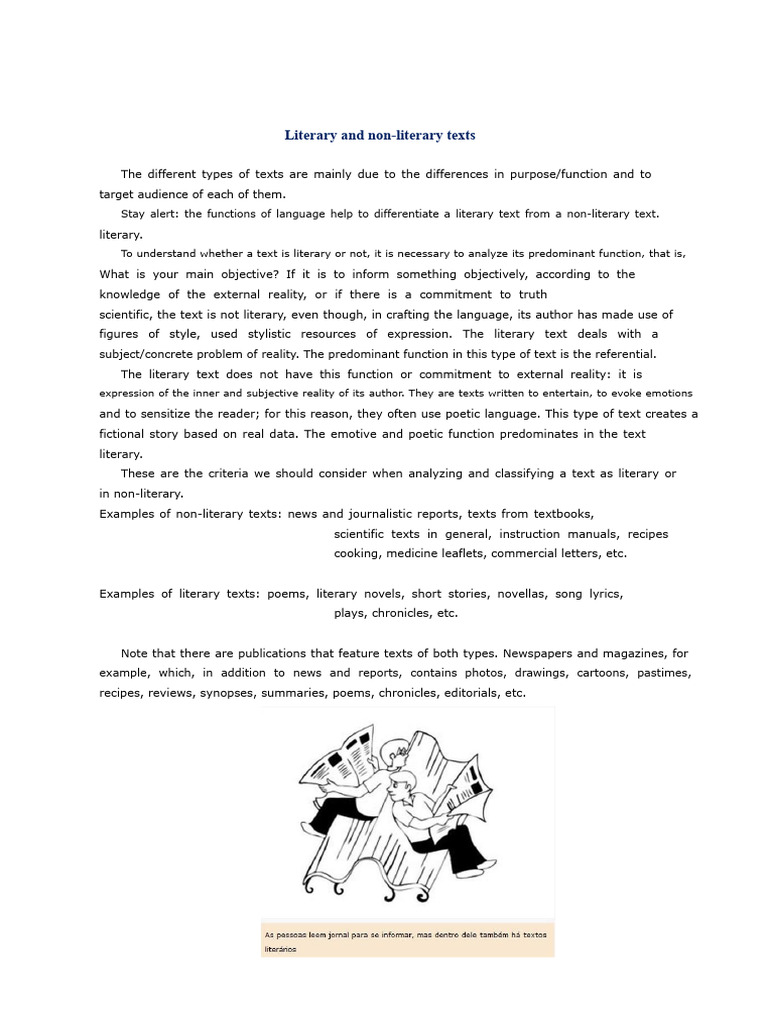 Distinguishing Literary from Non-Literary Texts | PDF