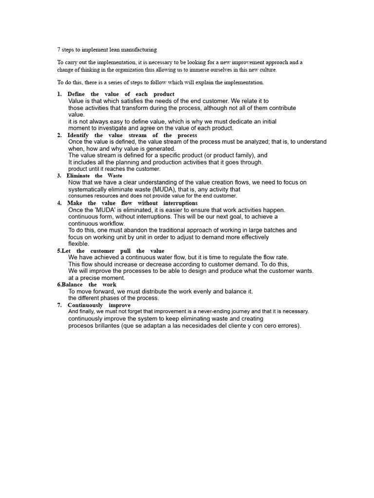 7 Steps To Implement Lean Manufacturing | PDF | Lean Manufacturing | Overproduction