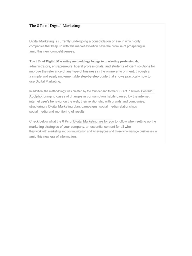 The 8 Ps of Digital Marketing PDF | PDF | Marketing | Digital Marketing