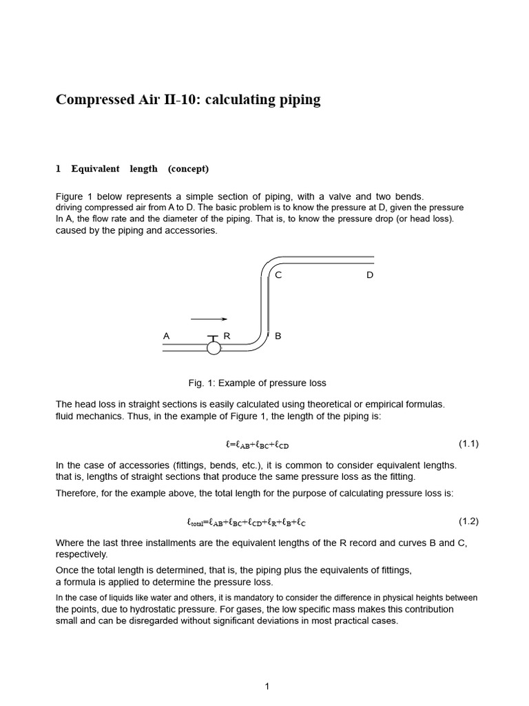 Compressed Air Piping Pressure Loss Calculation | PDF | Pressure ...