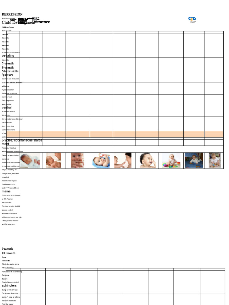 Child Psychomotor Development Chart | PDF