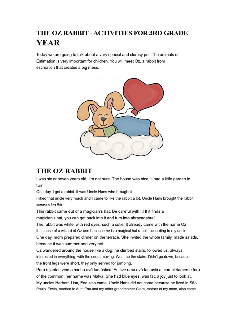 The Oz Rabbit - Activities For 3RD Grade PDF | PDF | Magician (Fantasy)