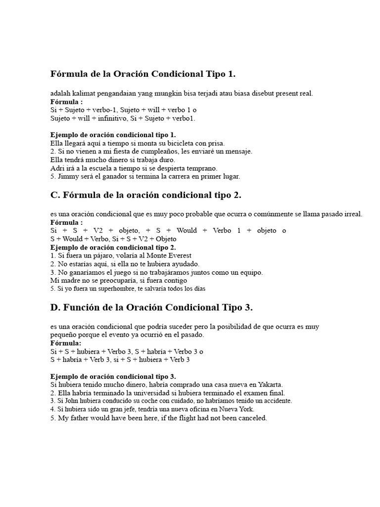 Régimen de Frase Condicional Tipo 1 | PDF | Aprendizaje | Evaluación