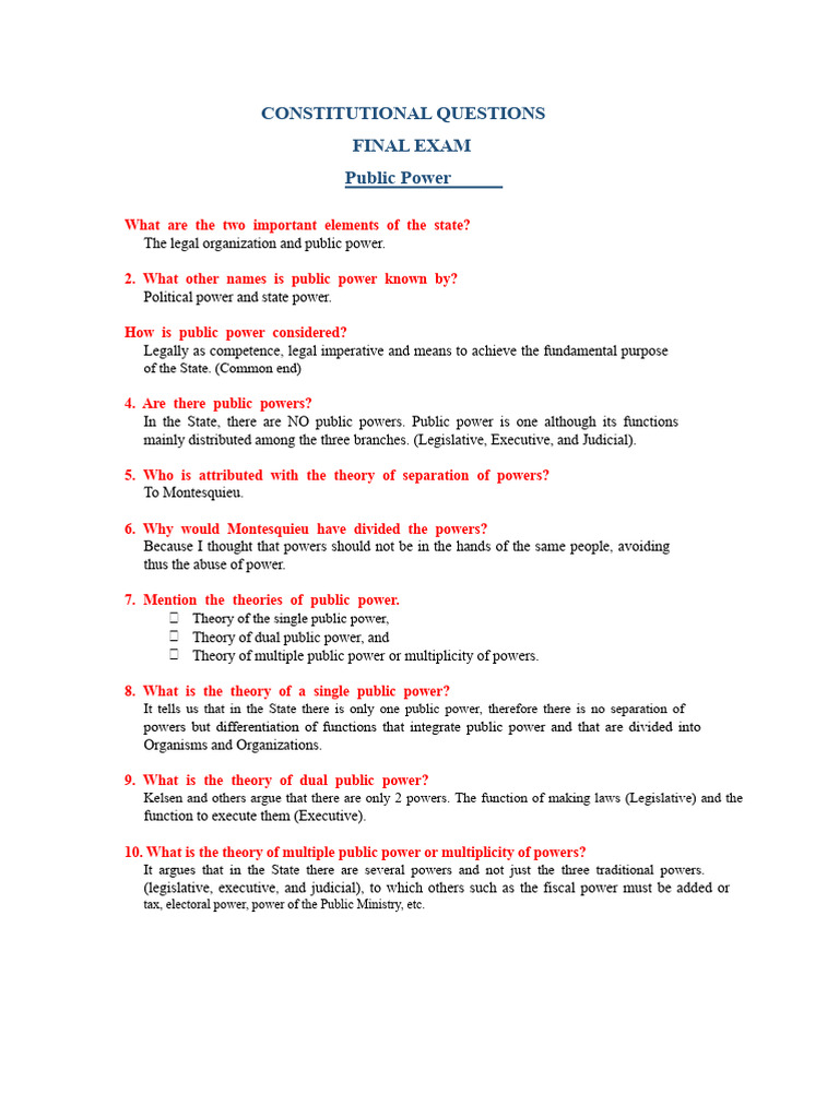 Constitutional Questions Final Exam III Semester | PDF | Supermajority ...