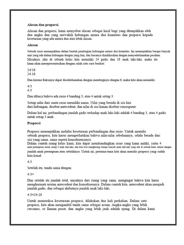 Pemahaman Alasan dan Proporsi dalam Matematika | PDF