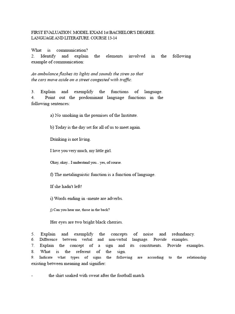 1st Evaluation Language High School | PDF | Communication | Poetry