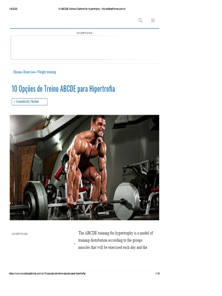10 ABCDE Workout Options for Hypertrophy - MundoBoaForma.com.br.pdf | PDF | Strength Training ...