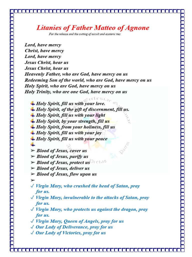 Litanies of Father Matteo D'agnone | PDF | Mary, Mother Of Jesus | God ...