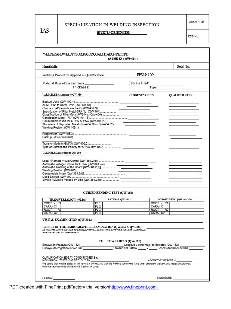 08-Welding and Operator Qualification Record | PDF | Welding | Construction