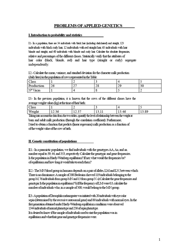 Quantitative Genetics Exercises | PDF | Heritability | Dominance (Genetics)