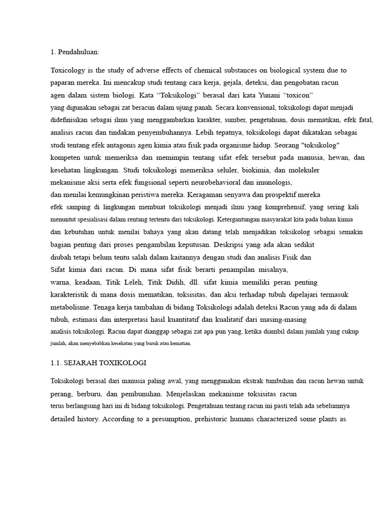 Dasar-Dasar Toksikologi dan Racun | PDF