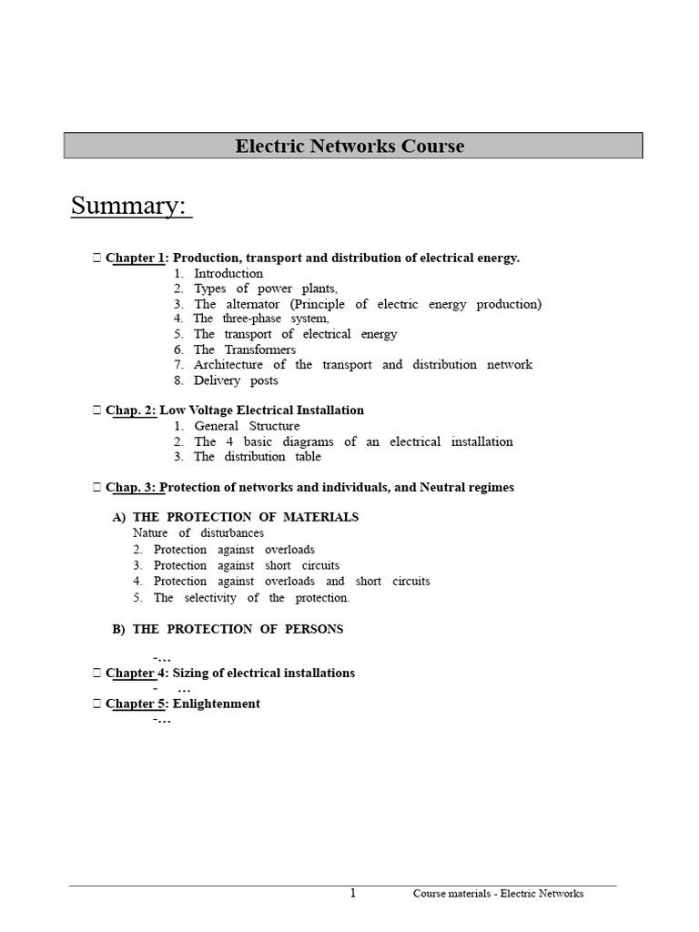 Electric Networks Course Overview | PDF | Power Station | Inductor