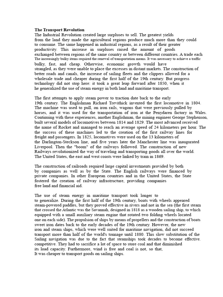 The Transportation Revolution | PDF | Steamship | Rail Transport