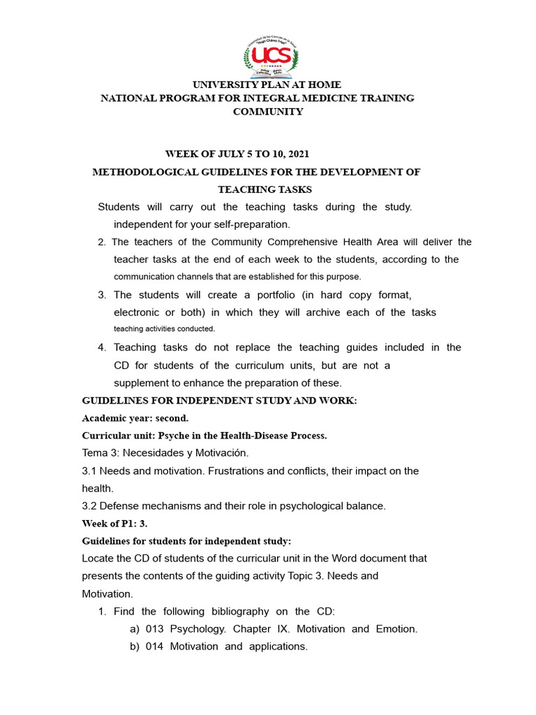 Psychology in the PSE. Week 3. Guidelines for independent study. | PDF ...