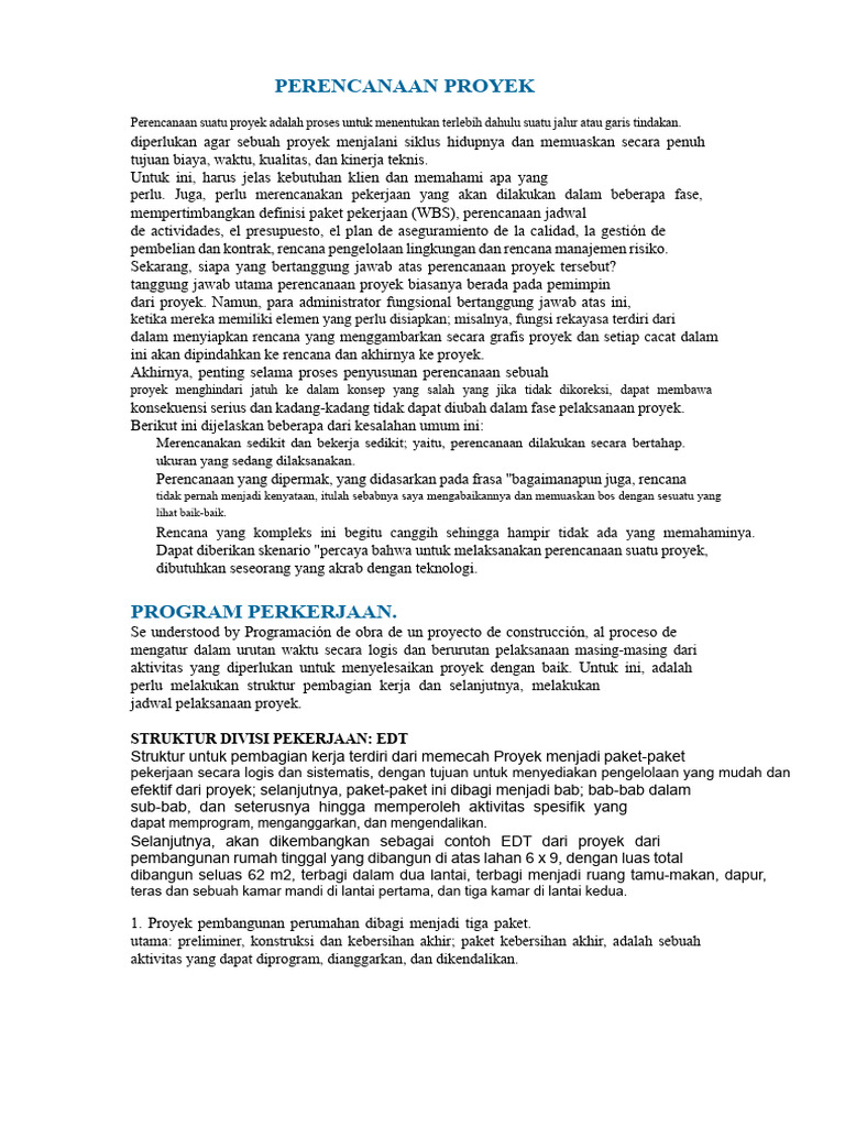 Panduan Perencanaan Proyek Konstruksi | PDF