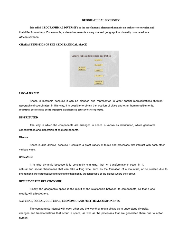 GEOGRAPHICAL DIVERSITY | PDF | Space | Biodiversity