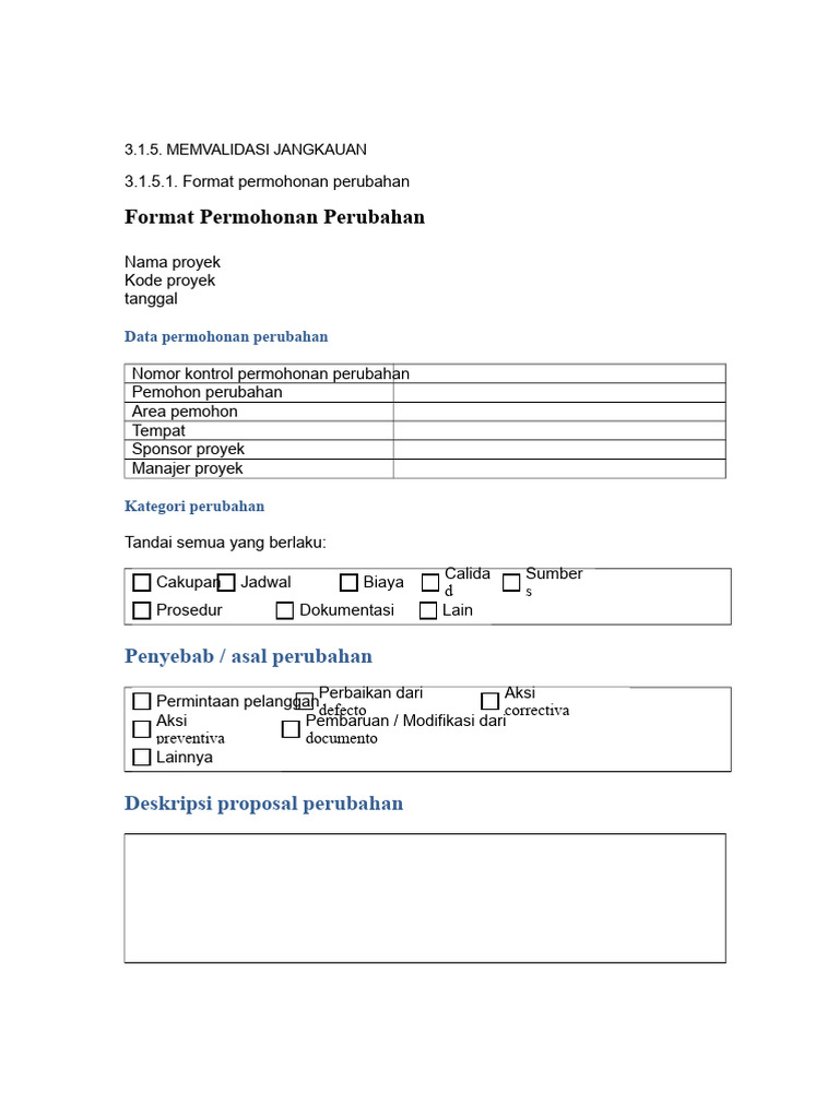 Format Permohonan Perubahan Proyek | PDF