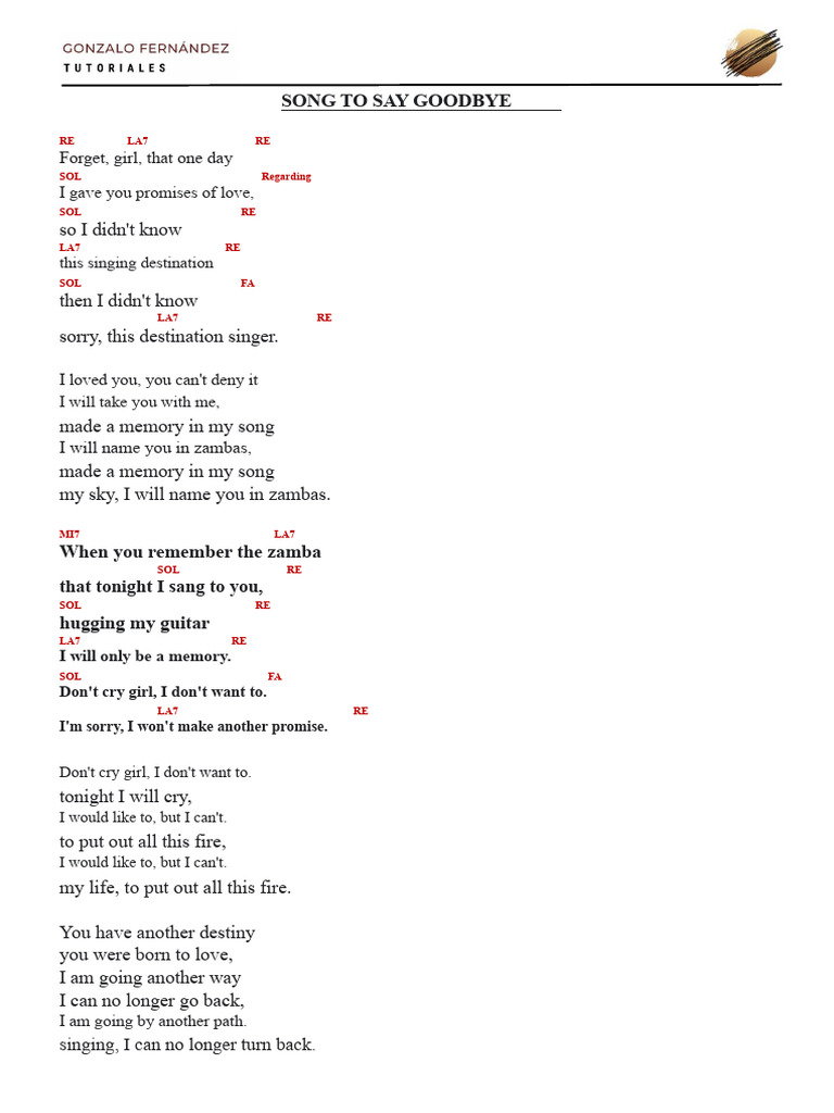 Goodbye Song Lyrics and Themes | PDF