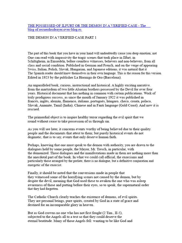 The Possessed of Ilfurt or The Demon in A Verified Case | PDF ...