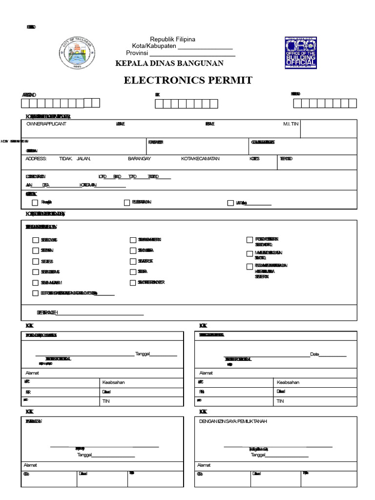 Formulir Izin Elektronik Konstruksi | PDF