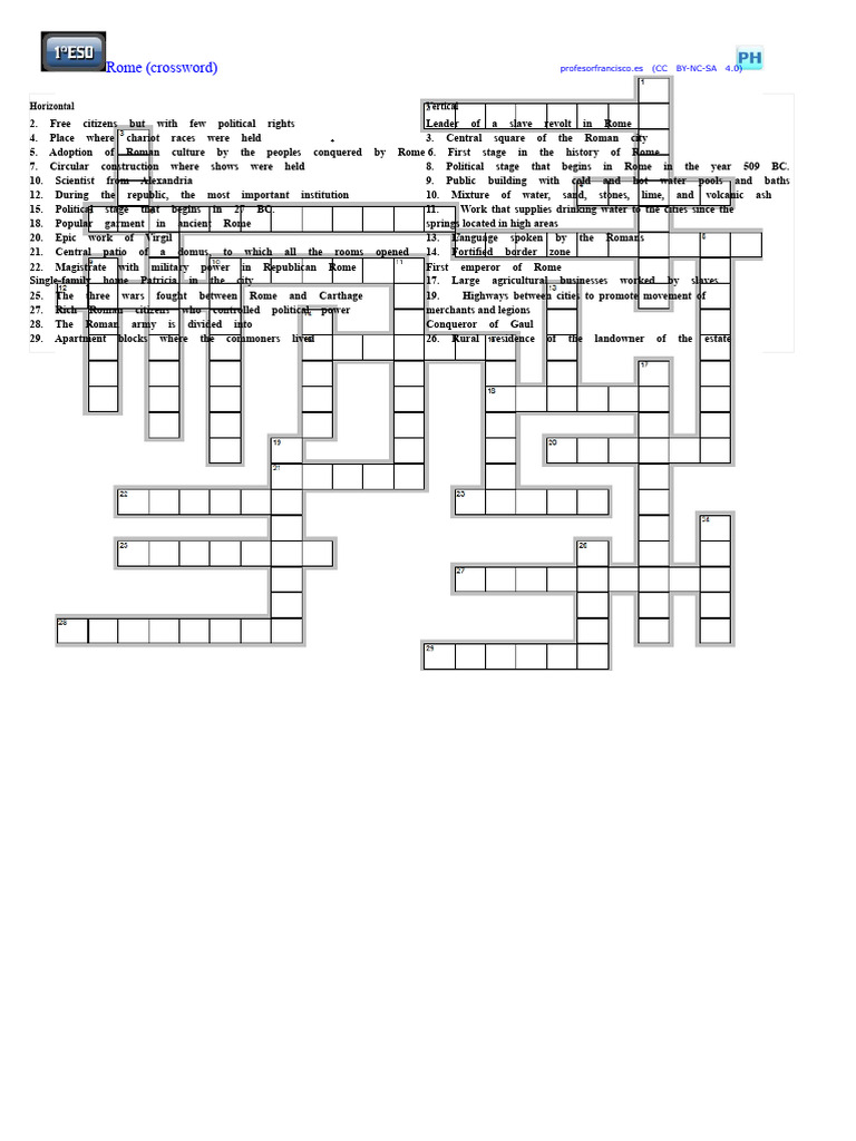 Rome Crossword | PDF