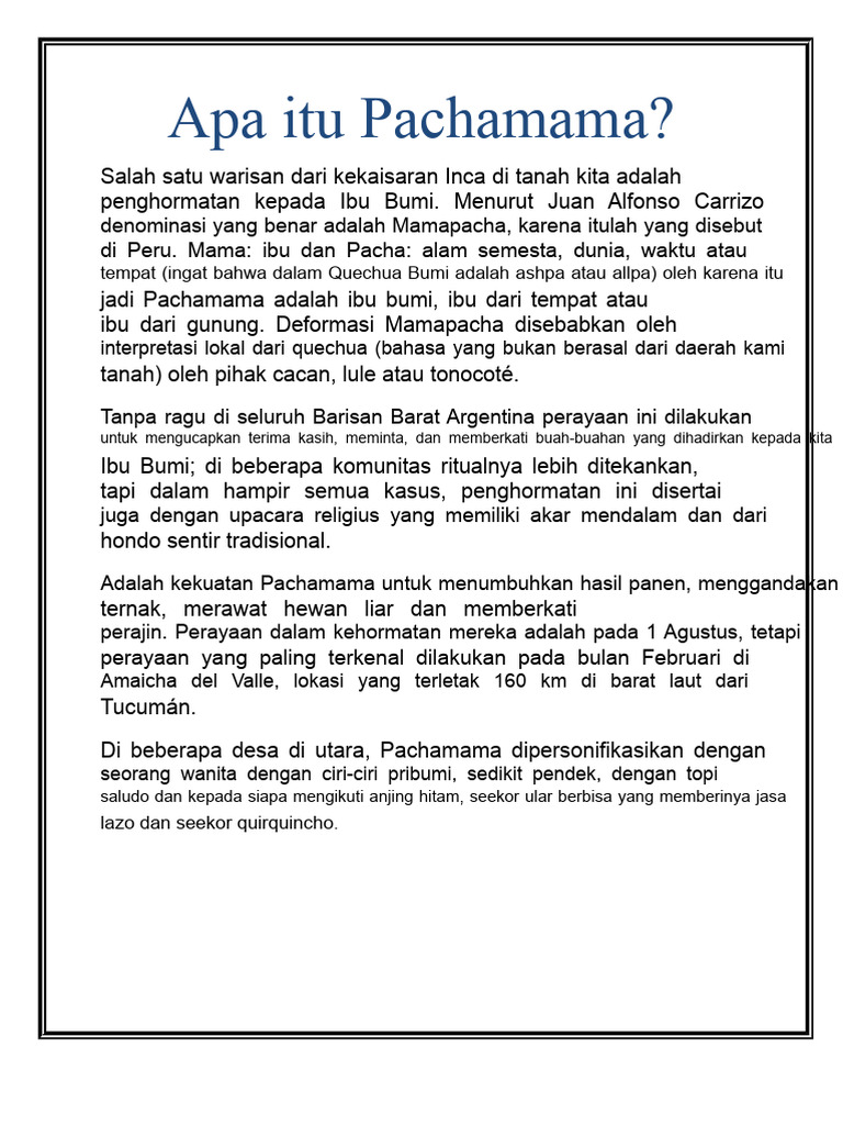 Apa itu Pachamama | PDF