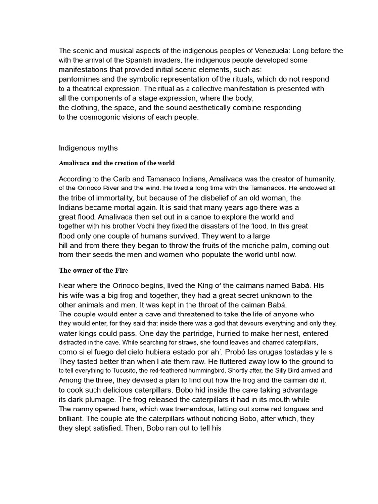 Indigenous Myths and Legends of Venezuela | PDF | Venezuela