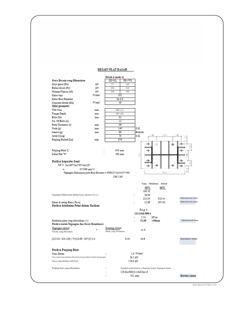 Desain Plat Dasar untuk Struktur Baja | PDF