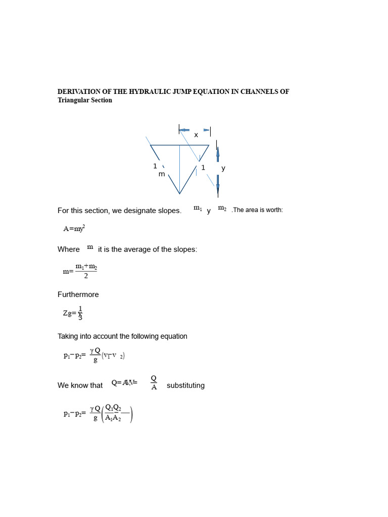 Hydraulic Jump Equation in Triangular Channels | PDF | Continuum ...