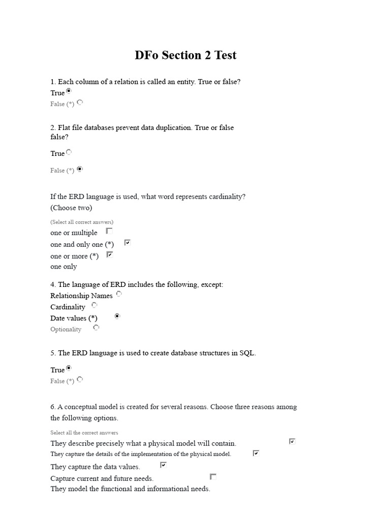 ERD Concepts and Database Modeling Quiz | PDF