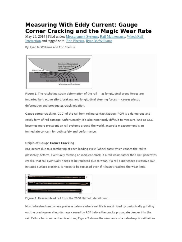 Eddy Current Measurement of Gauge Cracking | PDF | Wear | Mechanical ...