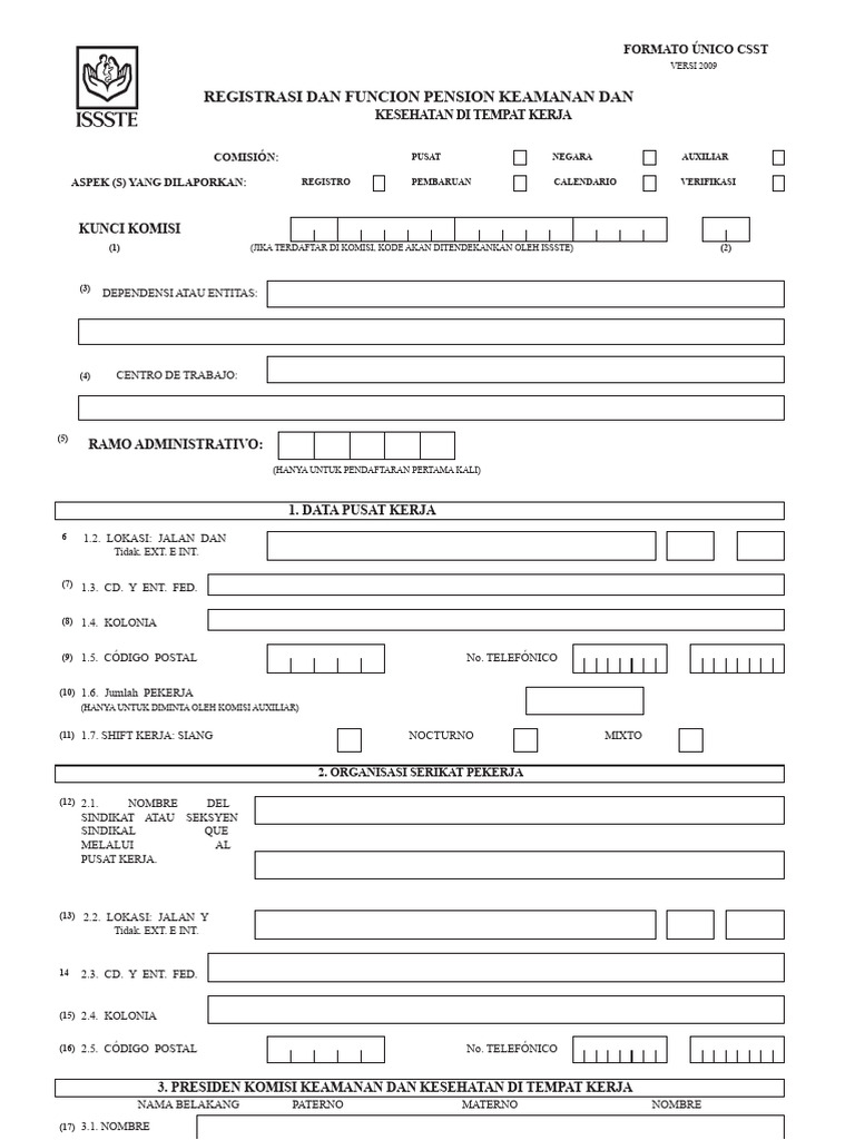 Format Registrasi Keamanan Kerja 2009 | PDF