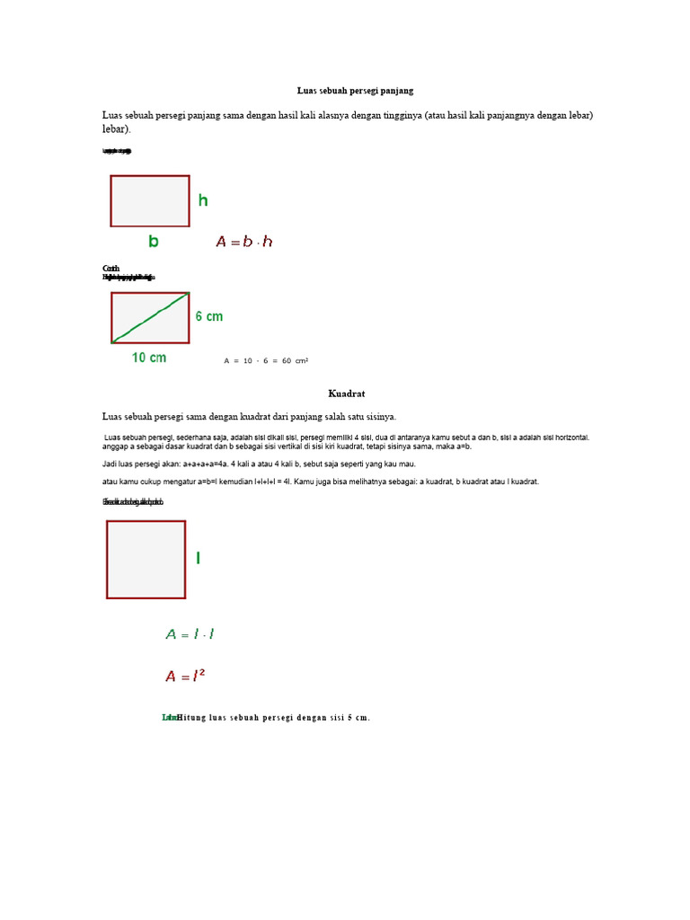 Luas sebuah persegi panjang, persegi, lingkaran, segitiga, dll.docx | PDF
