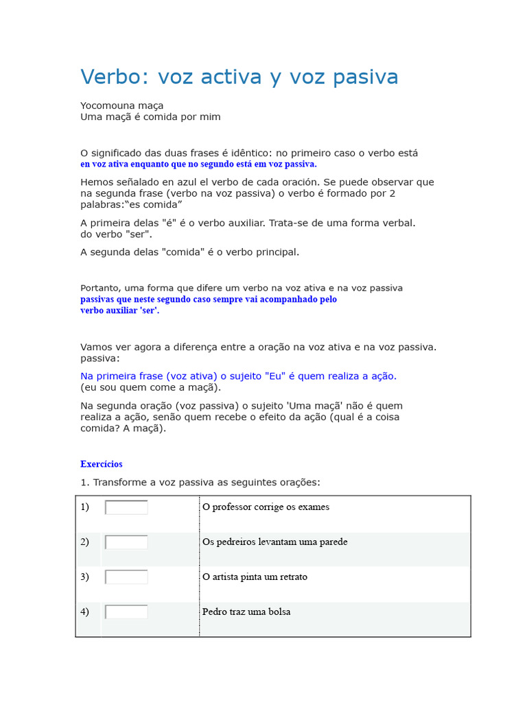 Ativa e Passiva 6º ano do Ensino Fundamental Passar para a Passiva e Diferenciar Passiva e Ativa ...