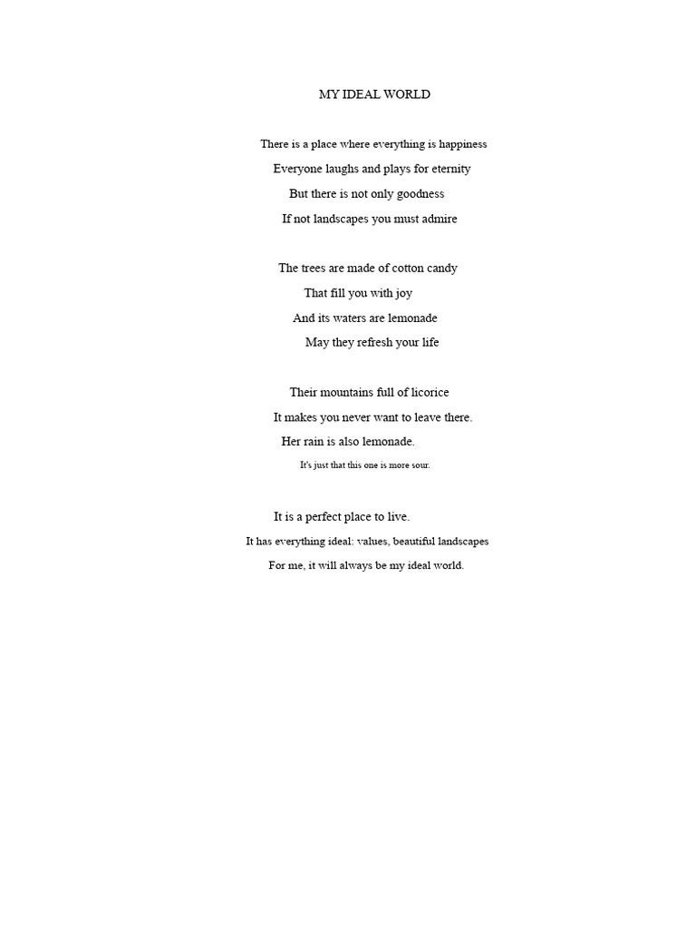 My Ideal World Poem Language Gabriela 701 | PDF