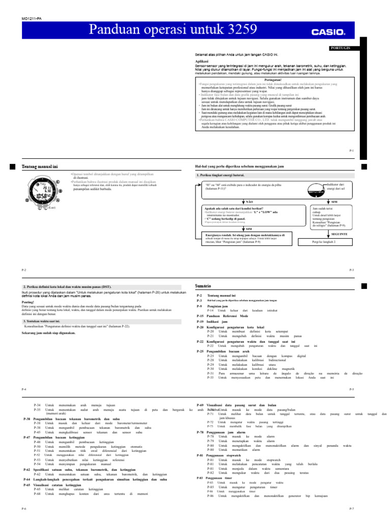 Manual Casio Protrek PRG 250t | PDF