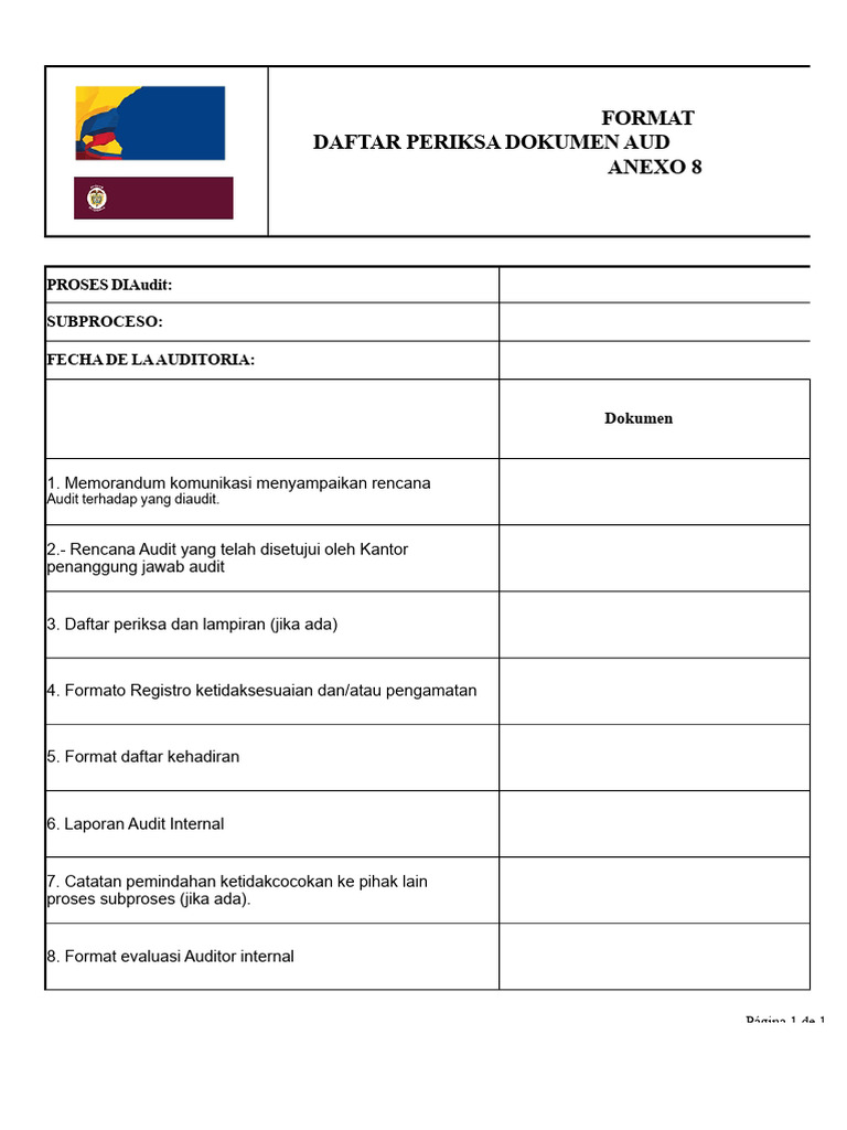 Daftar Periksa Dokumen Audit Internal | PDF