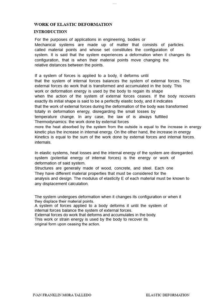 Elastic Deformation Work | PDF | Elasticity (Physics) | Deformation (Engineering)