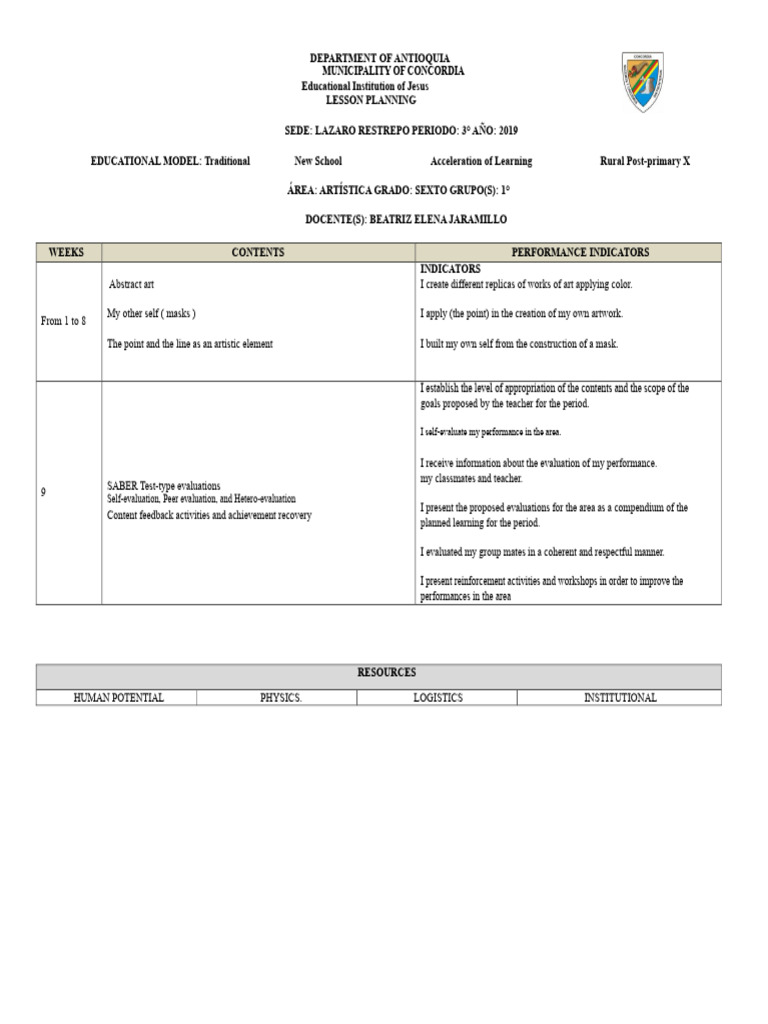 Sixth Grade Art Lesson Plan 2019 | PDF | Education Theory | Behavioural ...