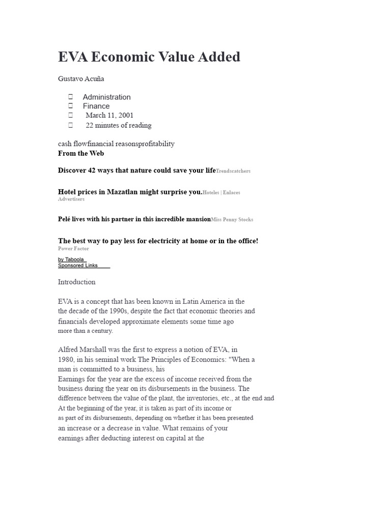 EVA Economic Value Added | PDF | Cost Of Capital | Equity (Finance)