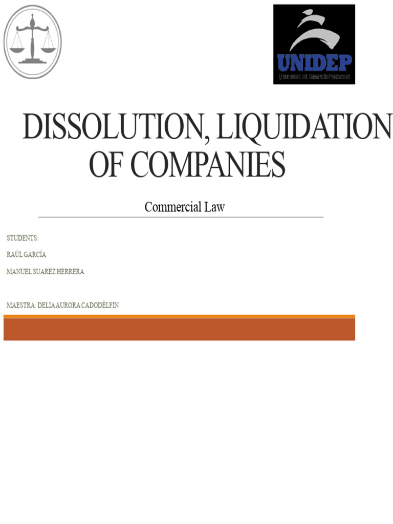Dissolution and Liquidation of Commercial Companies | PDF | Partnership | Liquidation