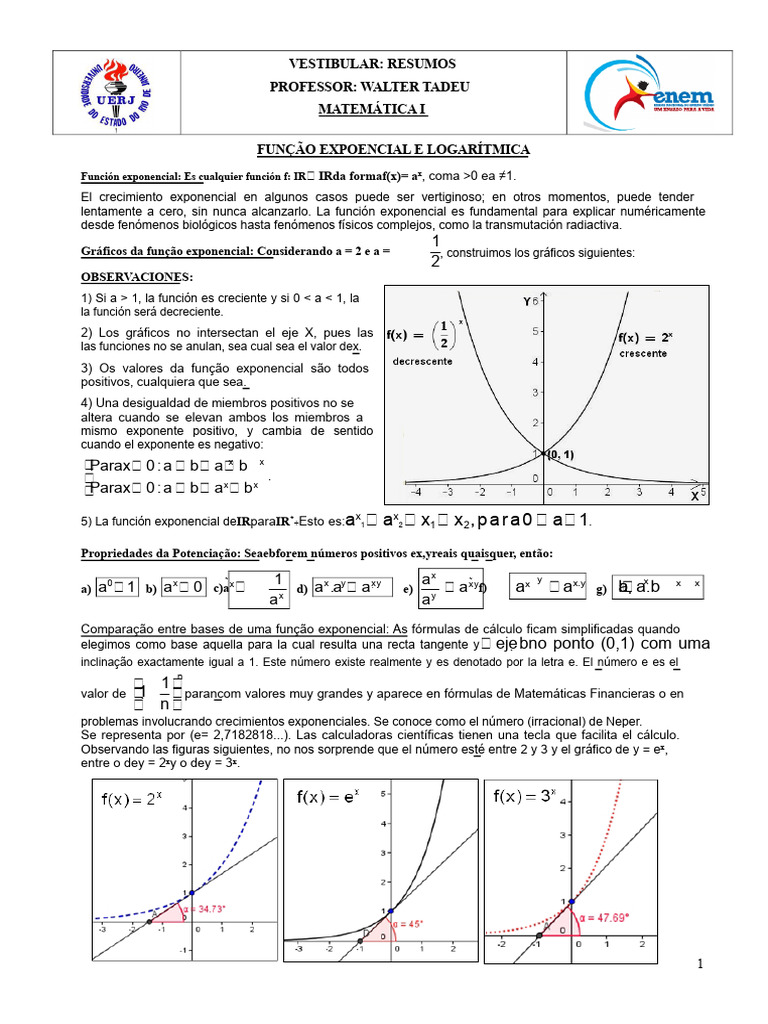 Resumen - Función Exponencial y Logarítmica PDF | PDF | Logaritmo | Funcion exponencial
