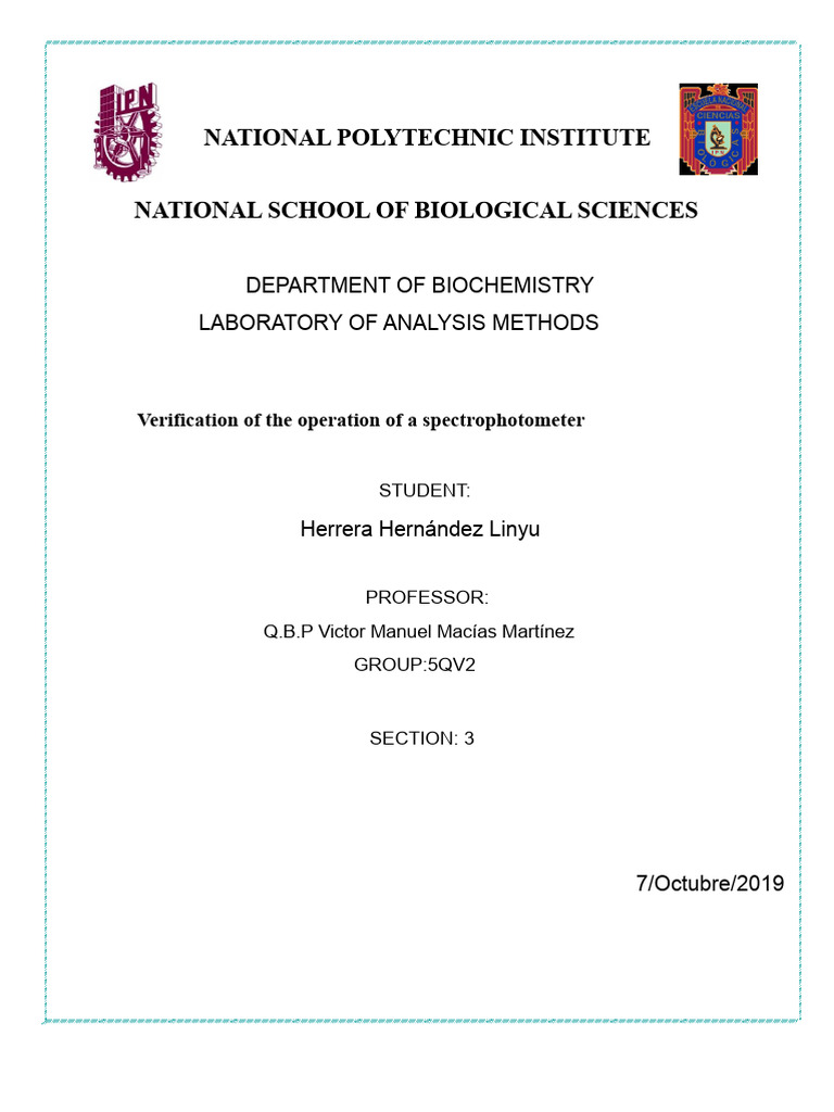 Verification of The Operation of A Spectrophotometer | PDF ...
