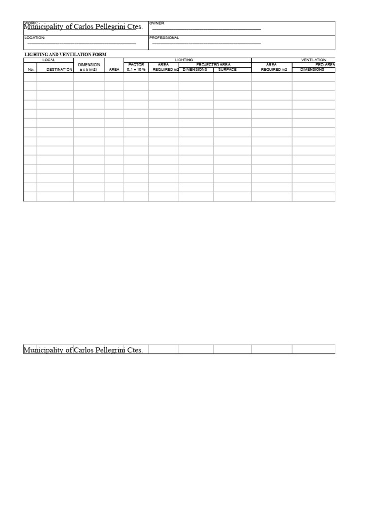 Lighting and Ventilation Form | PDF