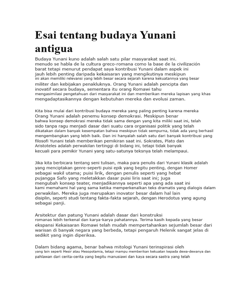 Kontribusi Budaya Yunani Kuno | PDF