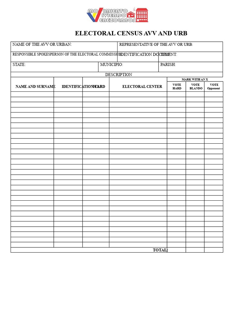 Electoral Census Form Avv and Urb | PDF