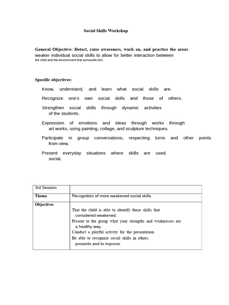 Schedule For Social Skills Workshop | PDF | Empathy | Nonverbal ...