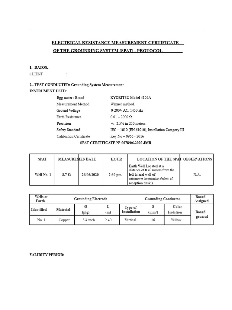 GROUNDING PROTOCOL - Template | PDF | Electrical Connector ...