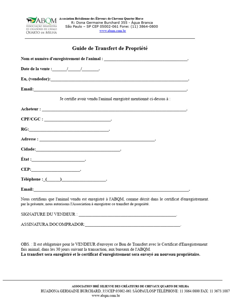 Guide de Transfert de Propriété | PDF