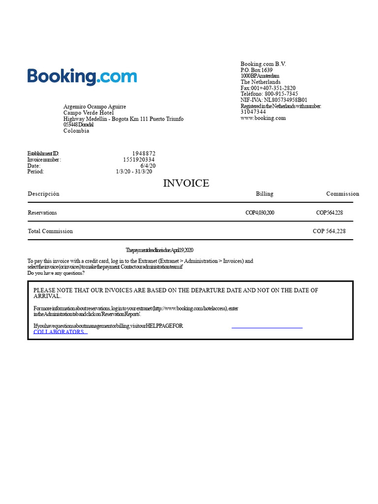 Invoice Payment Instructions for Hotels | PDF | Payments